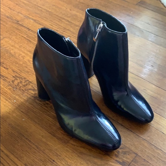 Zara | Shoes | Zara Trf Slick Black Round Heel Ankle Boots | Poshmark